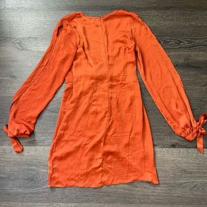 PrettyLittleThing | Dresses | Plt Rust Satin Twist Front Open Sleeve Wrap Dress | Poshmark